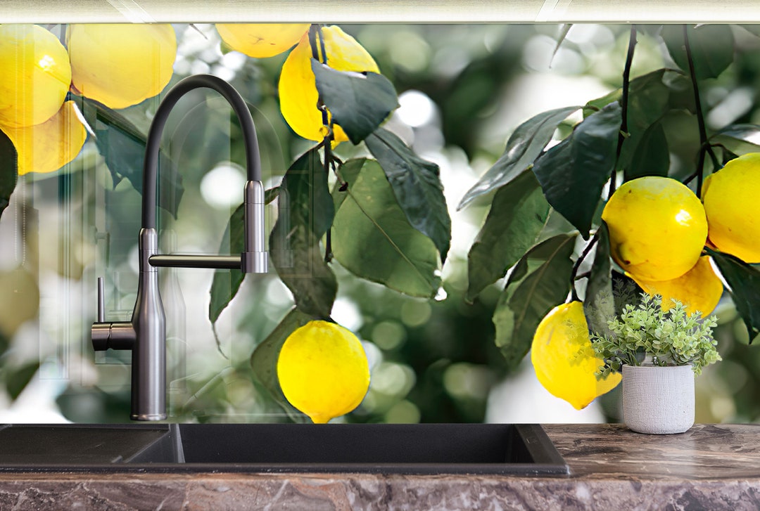 Tempered Glass Backsplash Tiles-lemon Backsplash for Kitchen Splashback ...