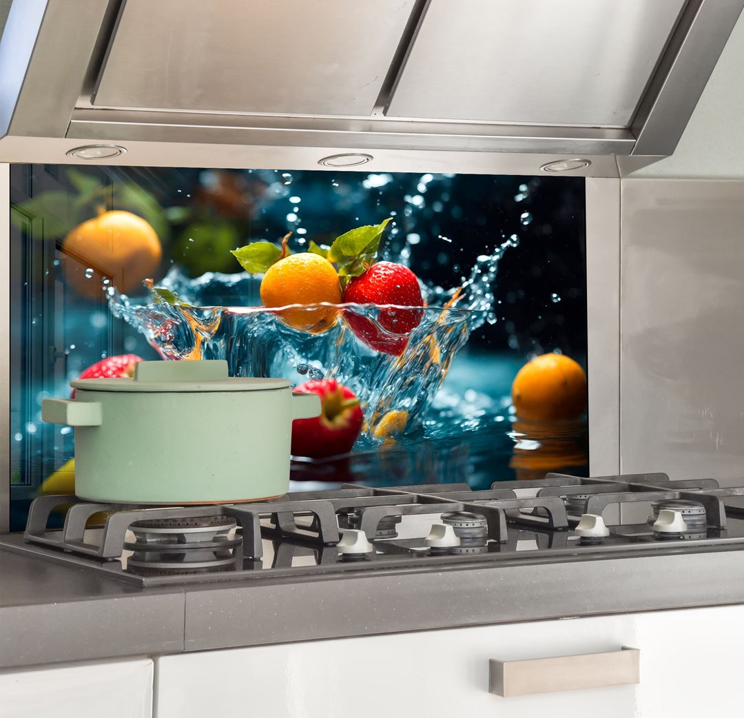 Tempered Glass Backsplash Tiles-vegetable Backsplash for Kitchen ...
