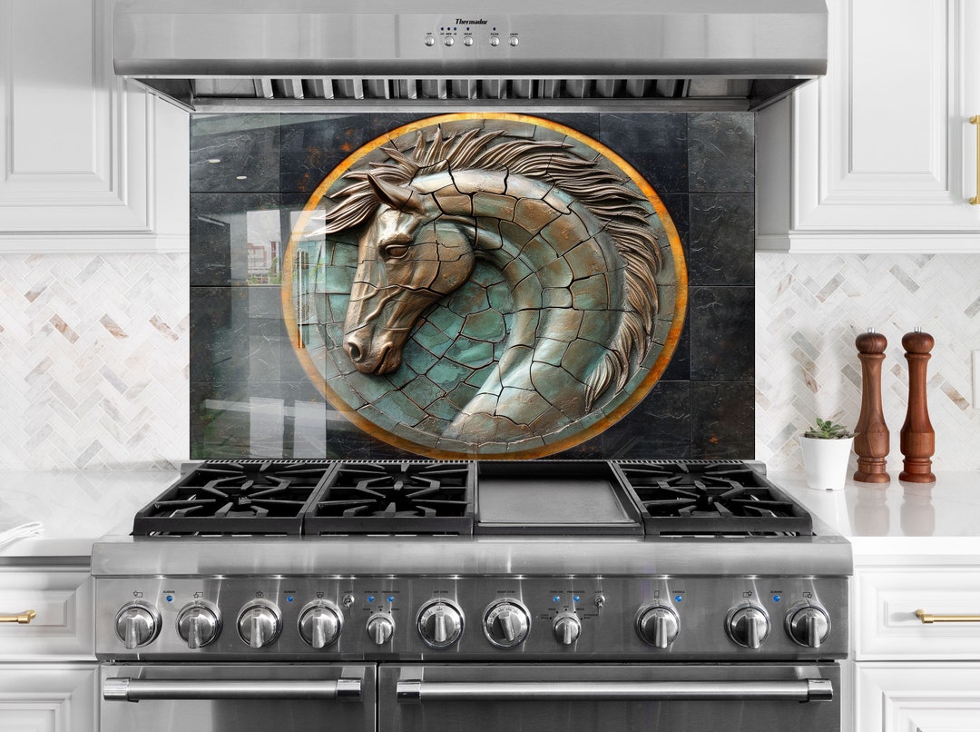 Tempered Glass Backsplash Tiles-mosaic Horse Backsplash for Kitchen ...