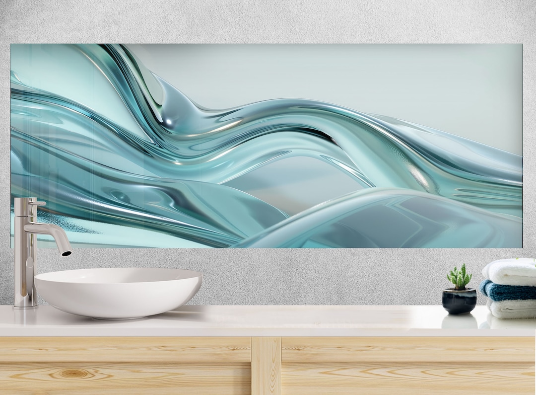 Tempered Glass Backsplash Tiles-stove Wave Backsplash for Kitchen ...