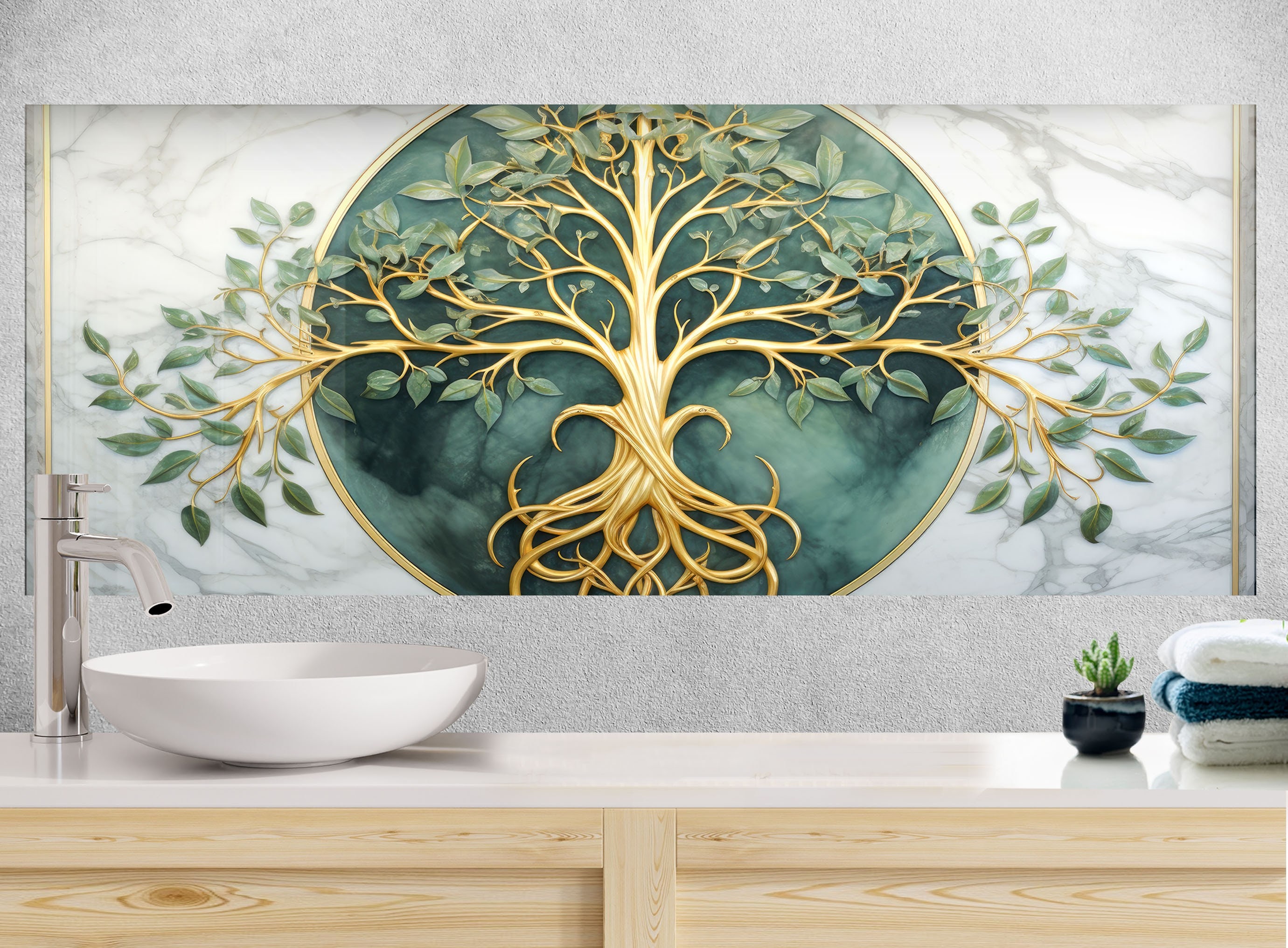 Tempered Glass Backsplash-stained Tree Backsplash for Kitchen ...