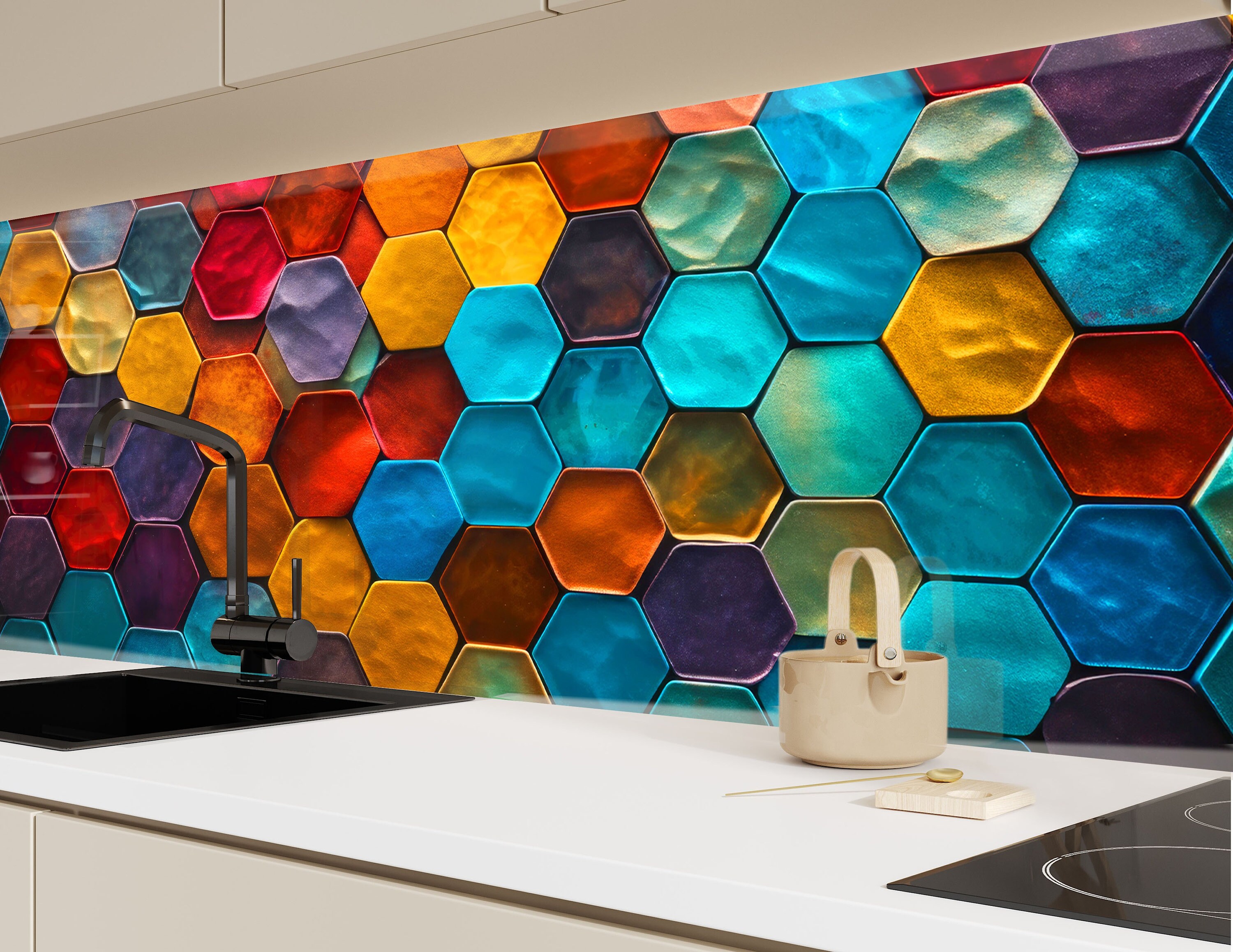 Tempered Glass Stained Backsplash Design-cooker Wall Backsplash Panel ...