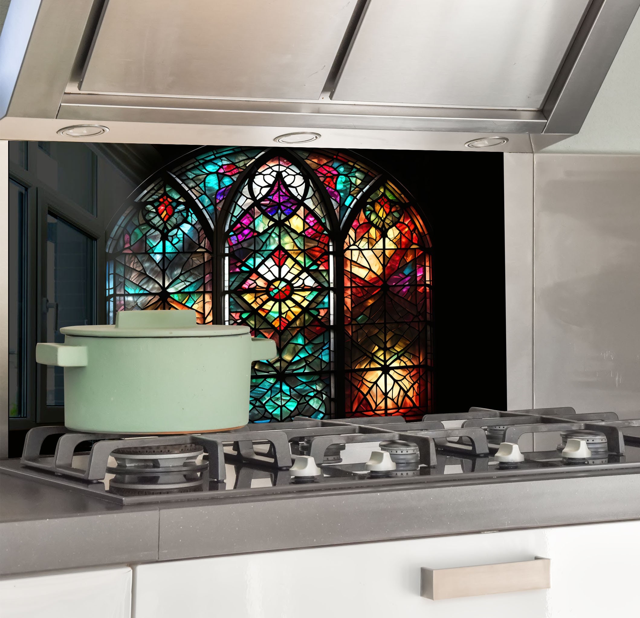 Tempered Glass Stained Backsplash Design-cooker Wall Backsplash Panel ...