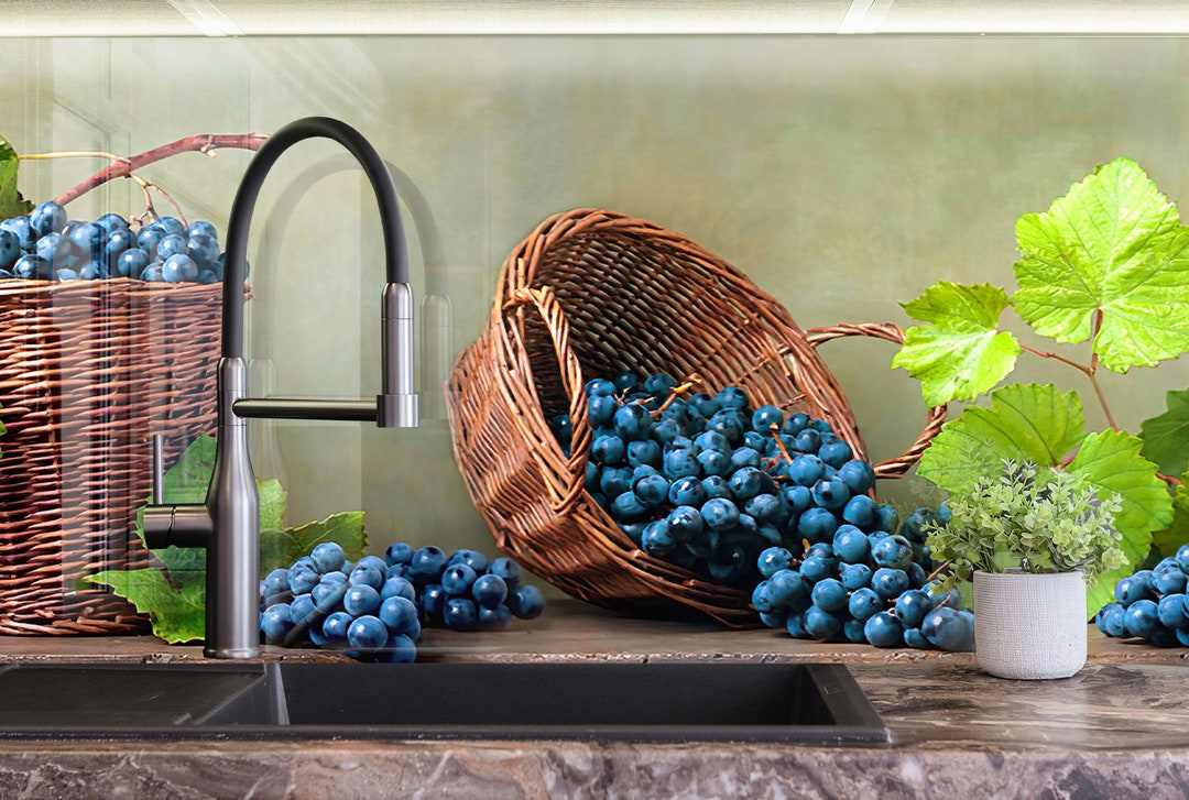 Tempered Glass Backsplash Tiles-fruits Backsplash for Kitchen ...