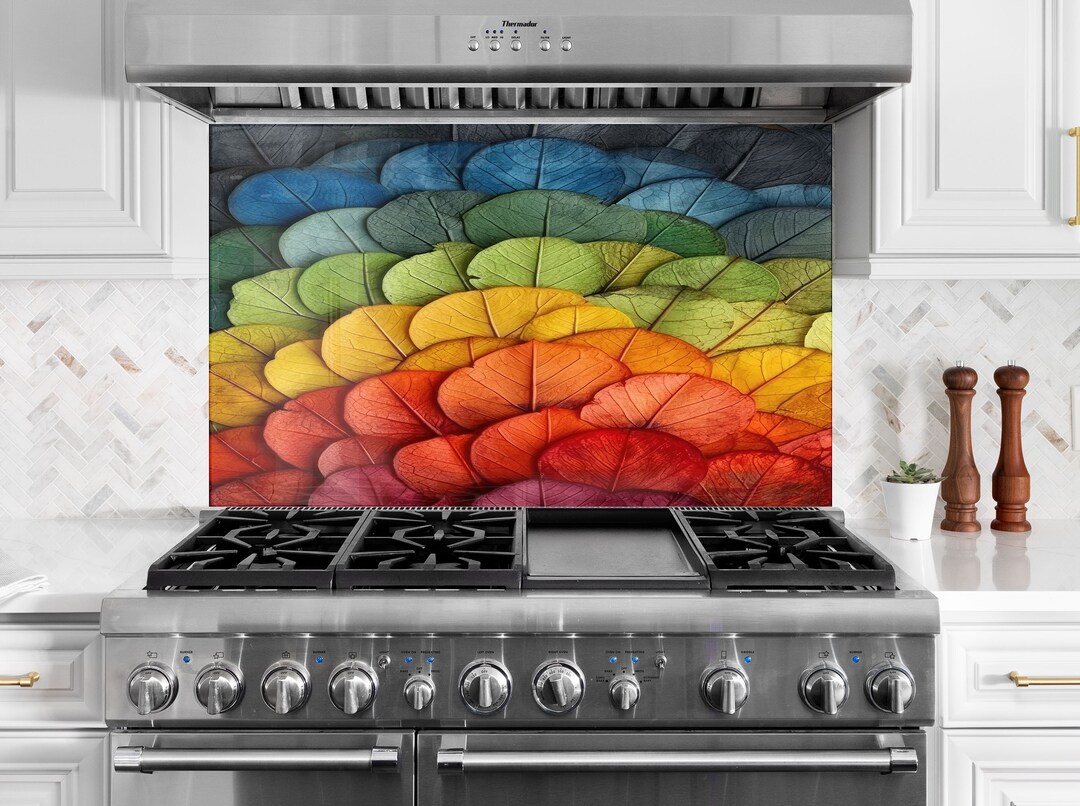 Colorful Stained Backsplash Tile-solid Tempered Glass Wall Protection ...