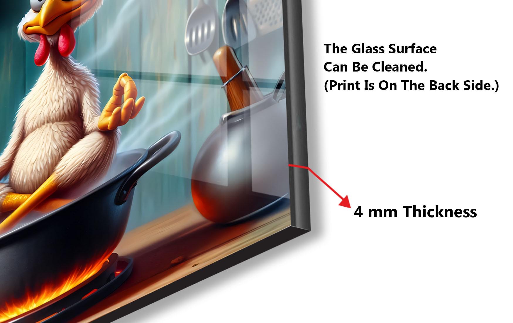 Funny Chicken Tempered Glass Kitchen Backsplash: Heat Resistant Stove ...