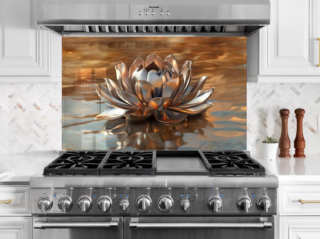 Tempered Glass Backsplash Tiles-lotus Backsplash for Kitchen Splashback ...