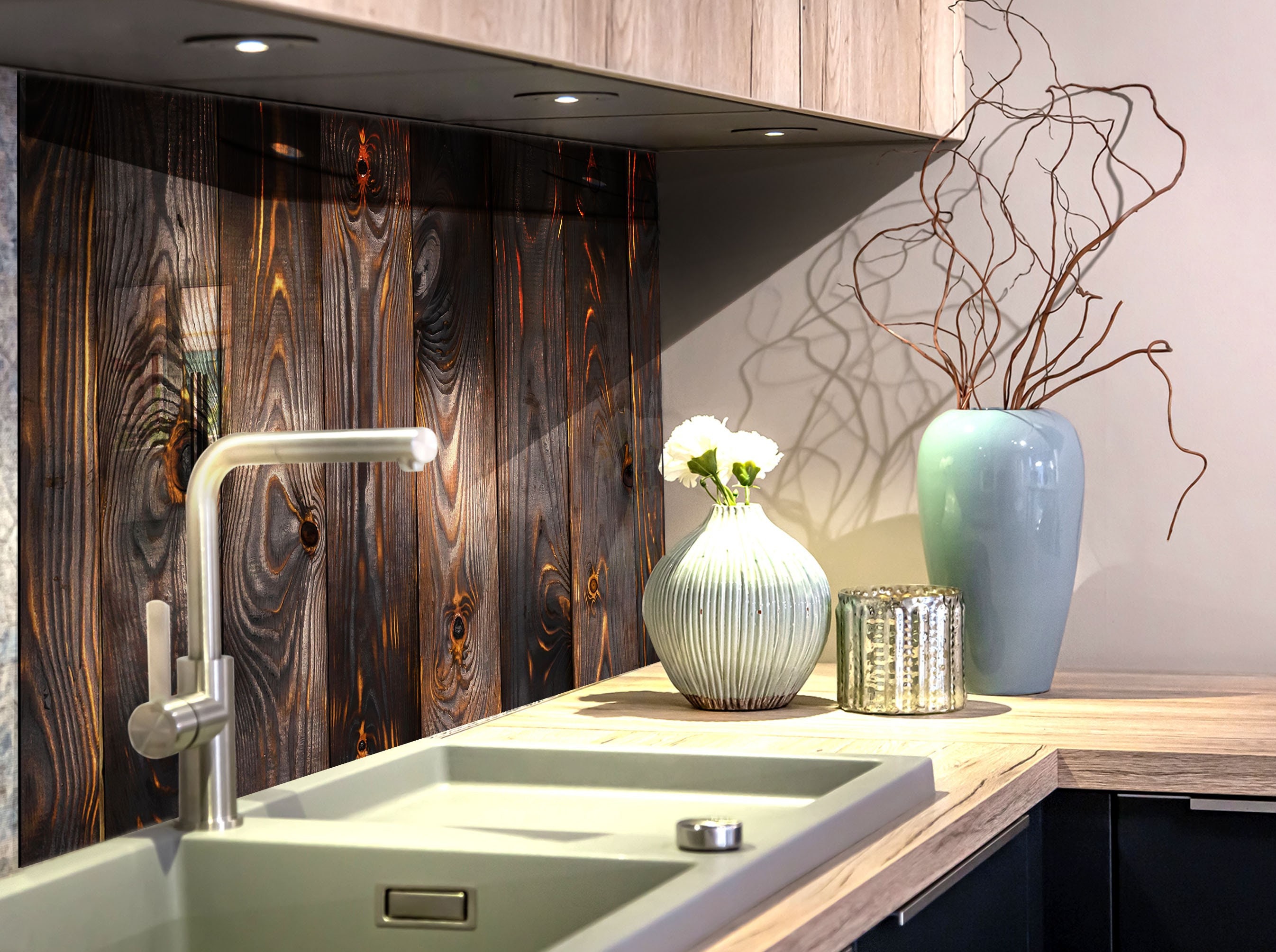 Tempered Glass Backsplash-farmhouse Backsplash for Kitchen Splashback ...