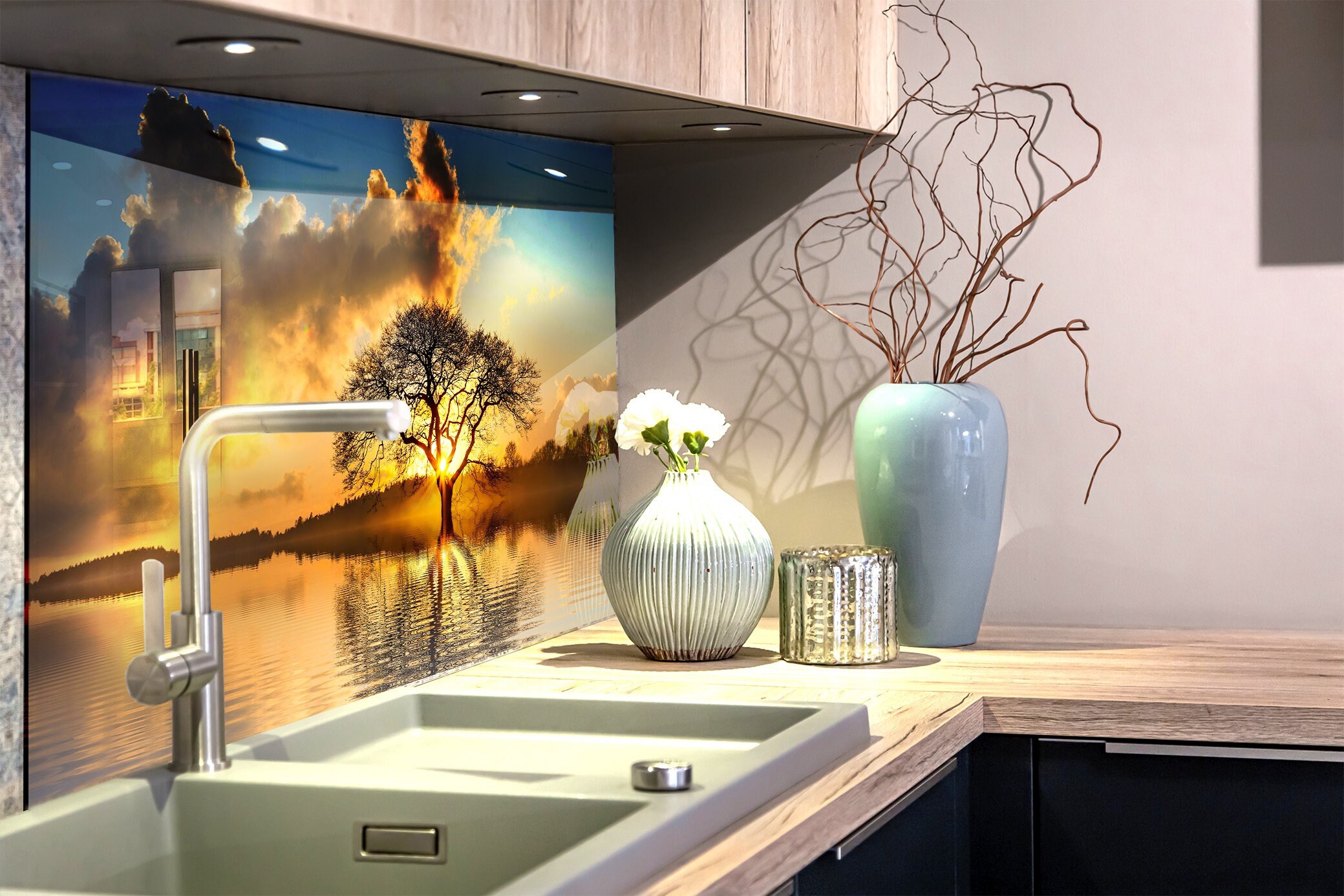 Tempered Glass Backsplash Tiles-nature Backsplash for Kitchen Nature ...