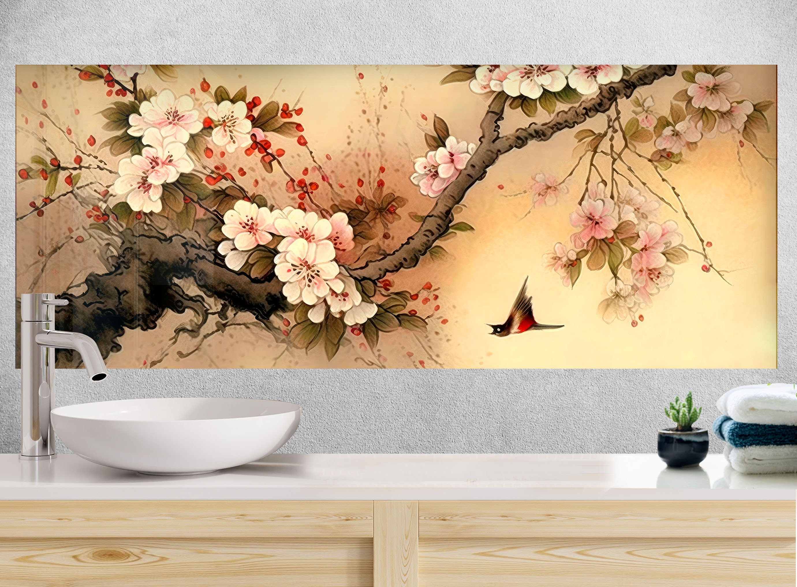 Tempered Glass Backsplash Tiles-gold Tree Backsplash for Bathroom ...