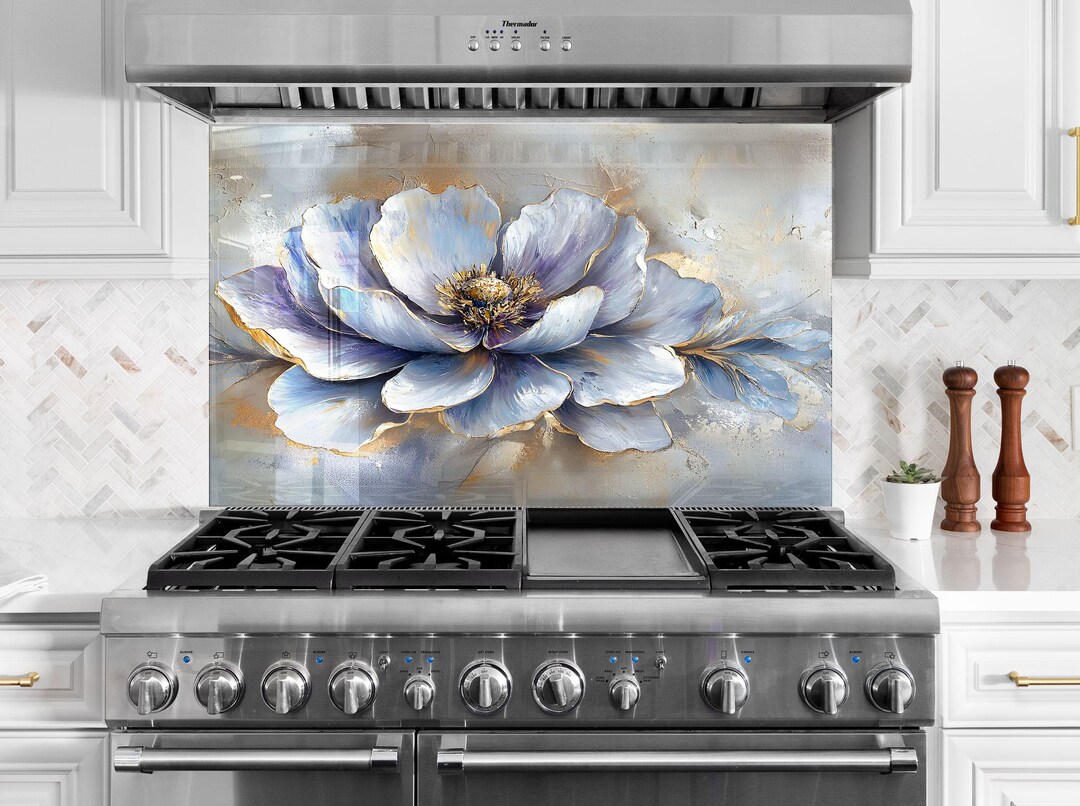 Tempered Glass Backsplash-magnolia Backsplash for Kitchen Splashback ...