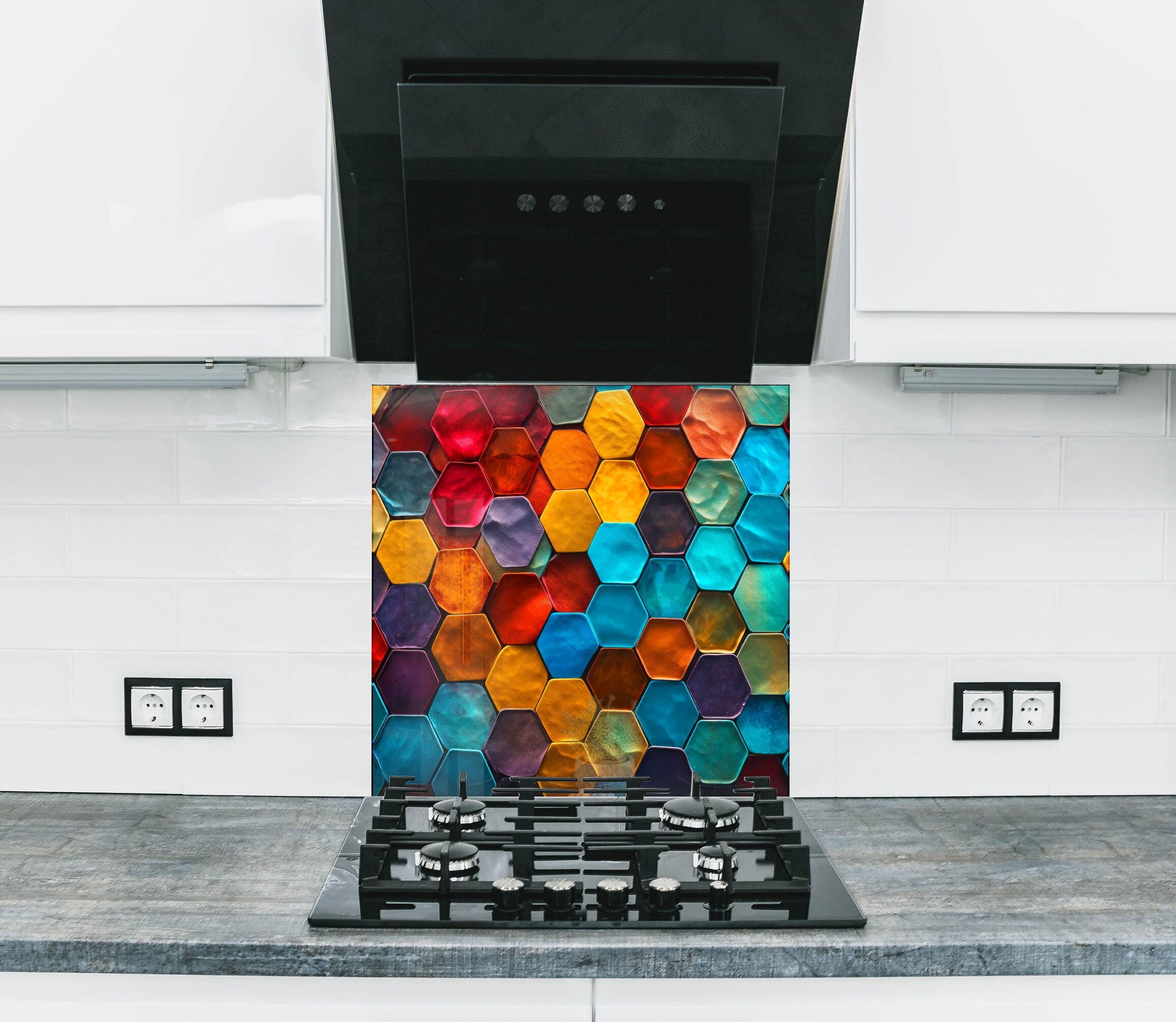 Tempered Glass Stained Backsplash Design-cooker Wall Backsplash Panel ...