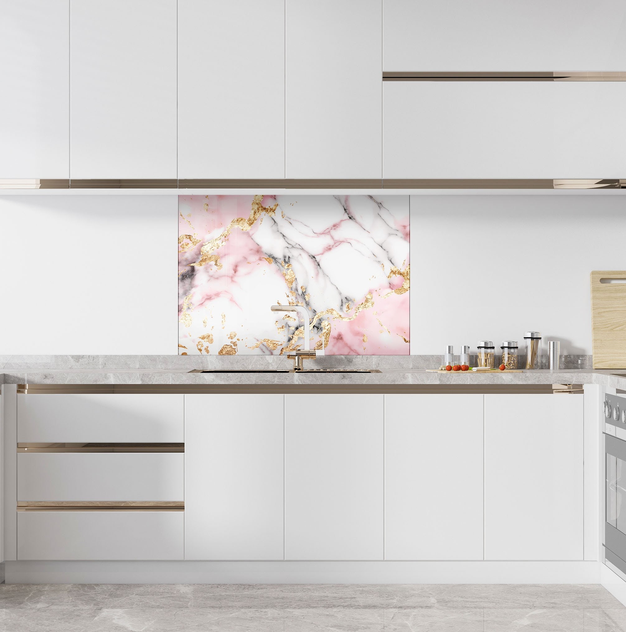 Tempered Glass Backsplash Tiles-pink Backsplash for Kitchen Splashback ...