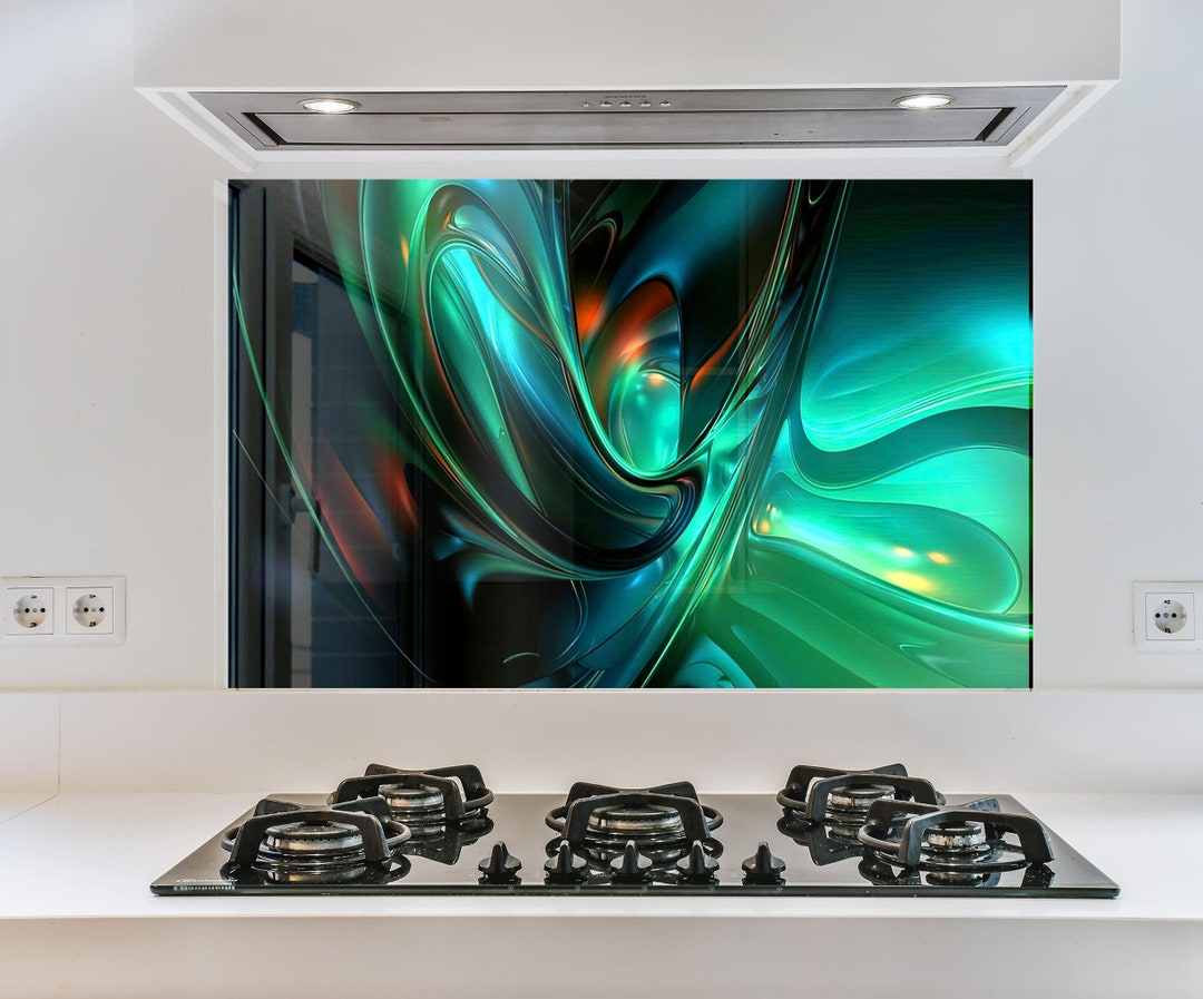 Tempered Glass Backsplash Tiles-green Backsplash for Kitchen Splashback ...