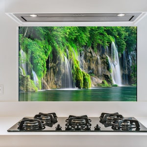 Tempered Glass Backsplash Tiles-nature Backsplash for Kitchen ...