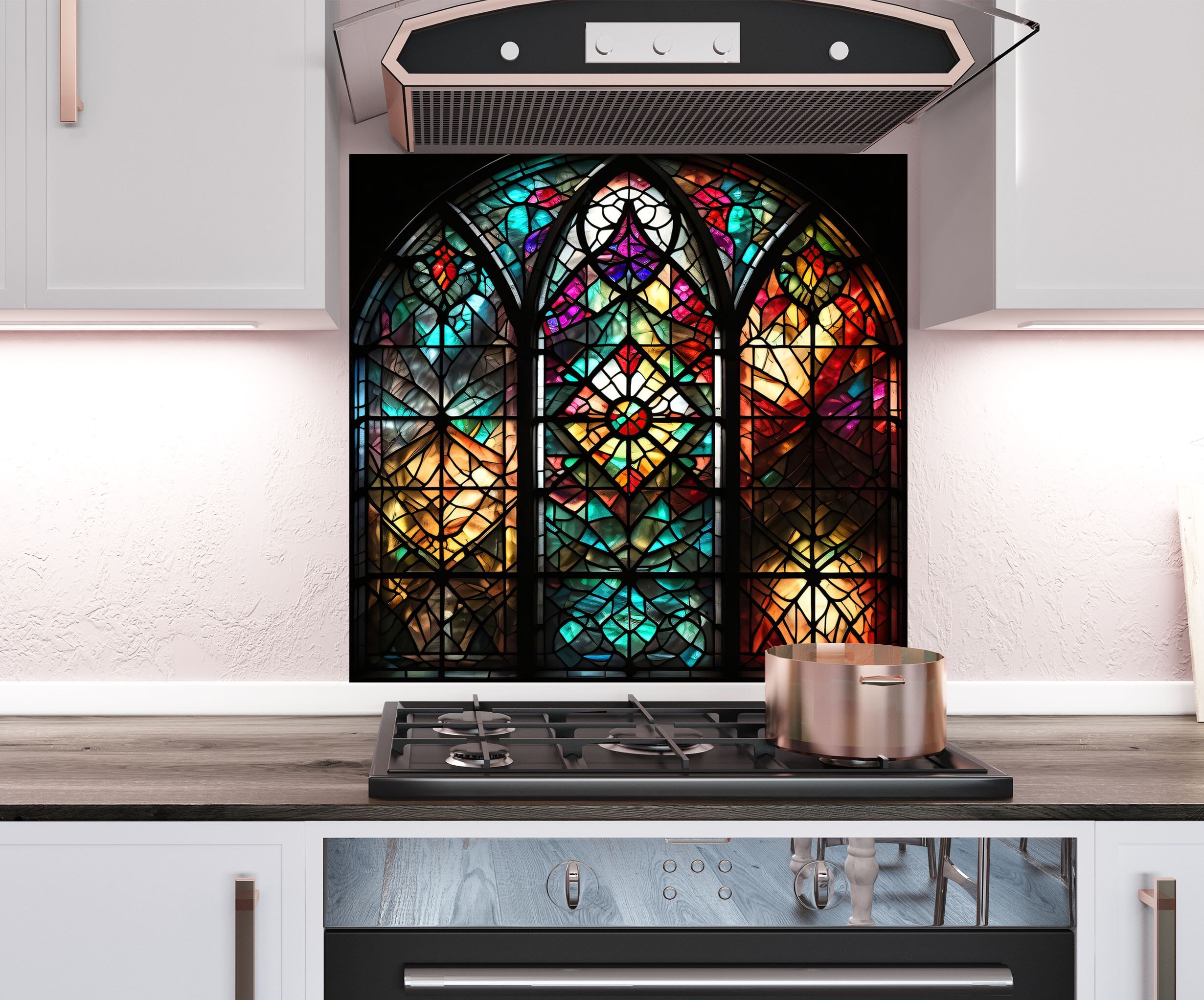 Tempered Glass Stained Backsplash Design-cooker Wall Backsplash Panel ...