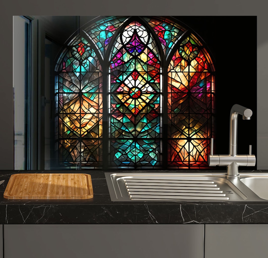 Tempered Glass Stained Backsplash Design-cooker Wall Backsplash Panel ...