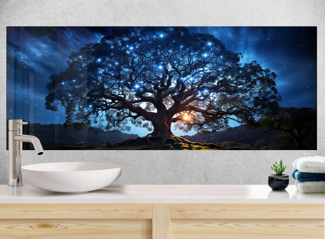 Tempered Glass Backsplash Tiles-tree Backsplash for Kitchen Tree ...