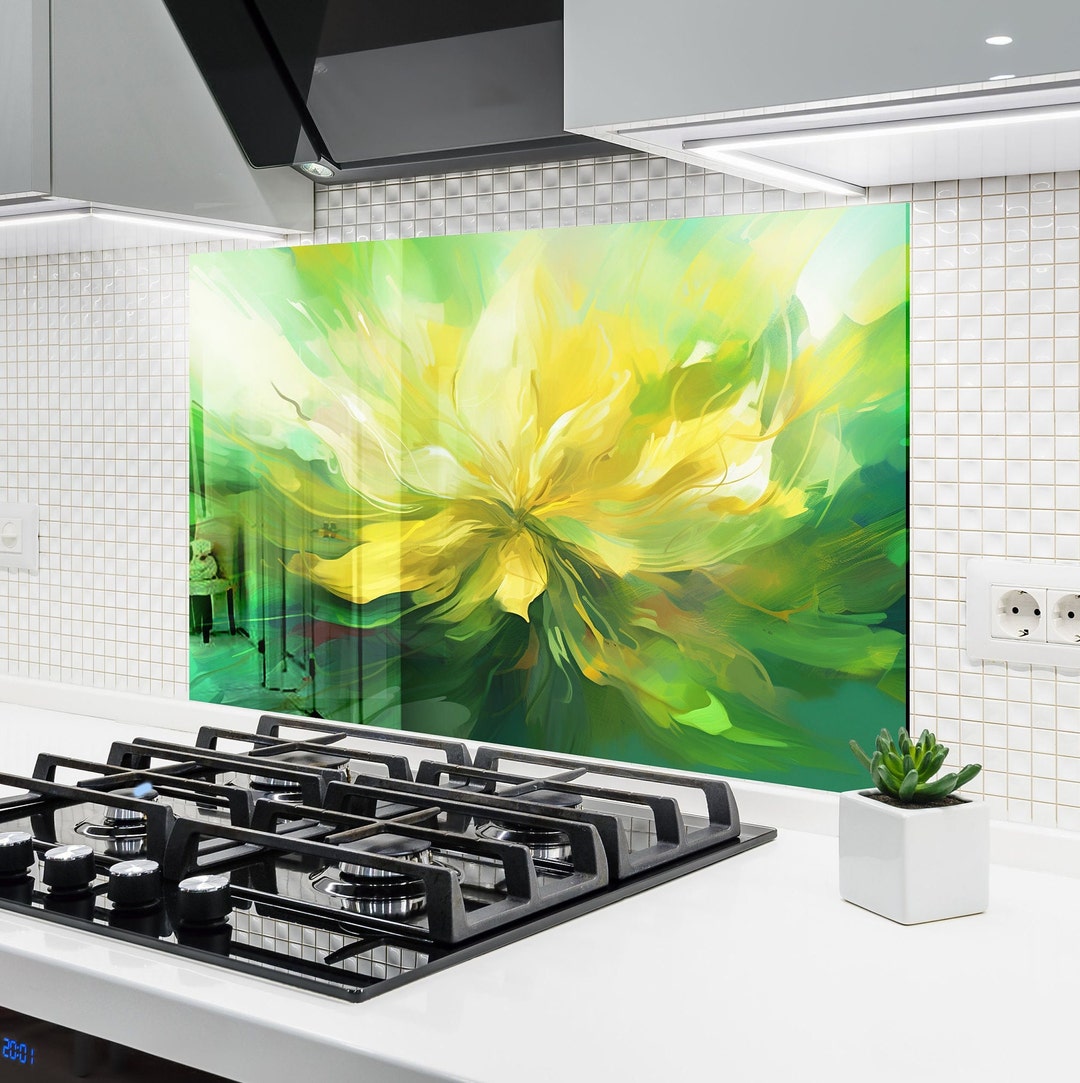 Tempered Glass Backsplash , Green Backsplash for Abstract Splashback ...
