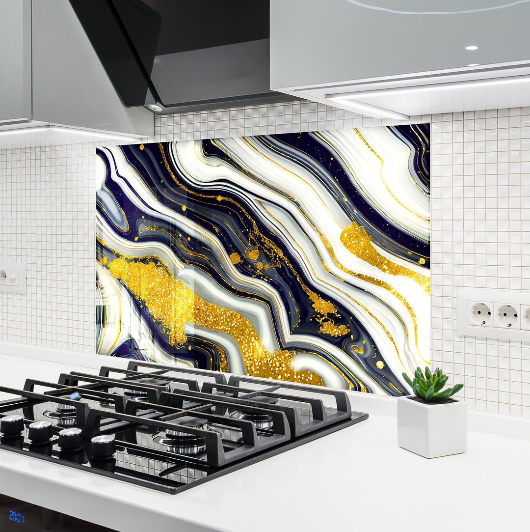 Tempered Glass Marble Backsplash Design-cooker Wall Backsplash Panel ...