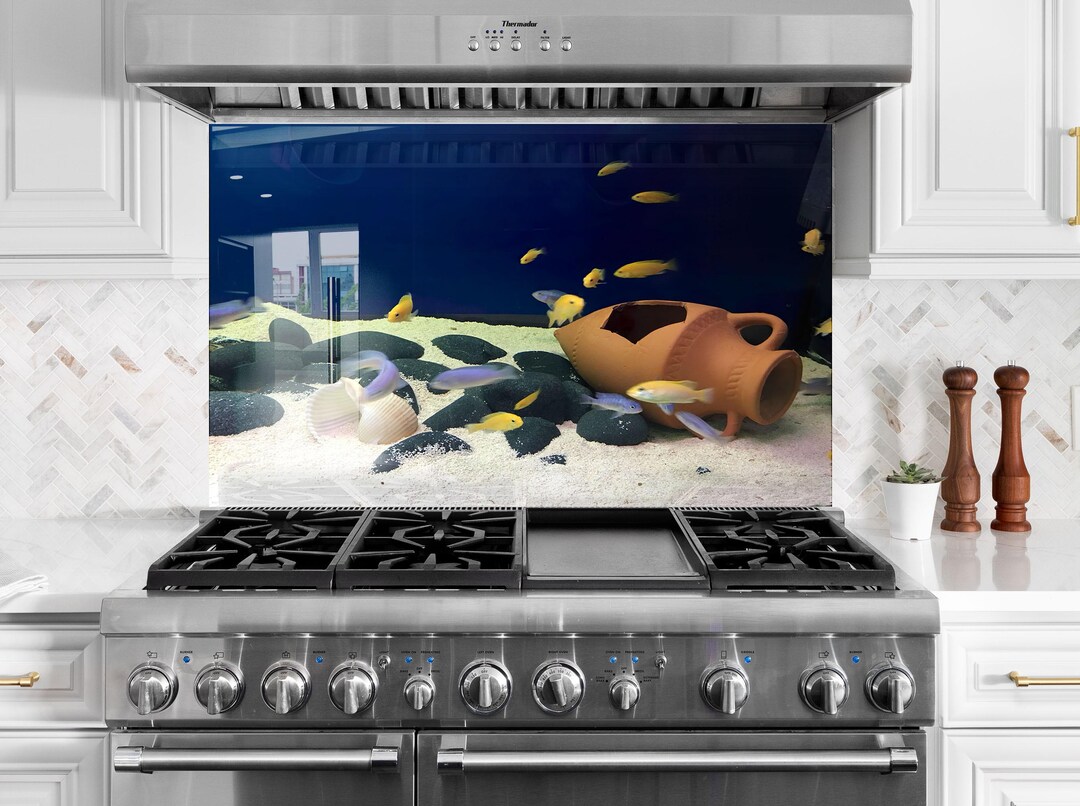 Tempered Glass Aquarium Backsplash Design-cooker Wall Backsplash Panel ...