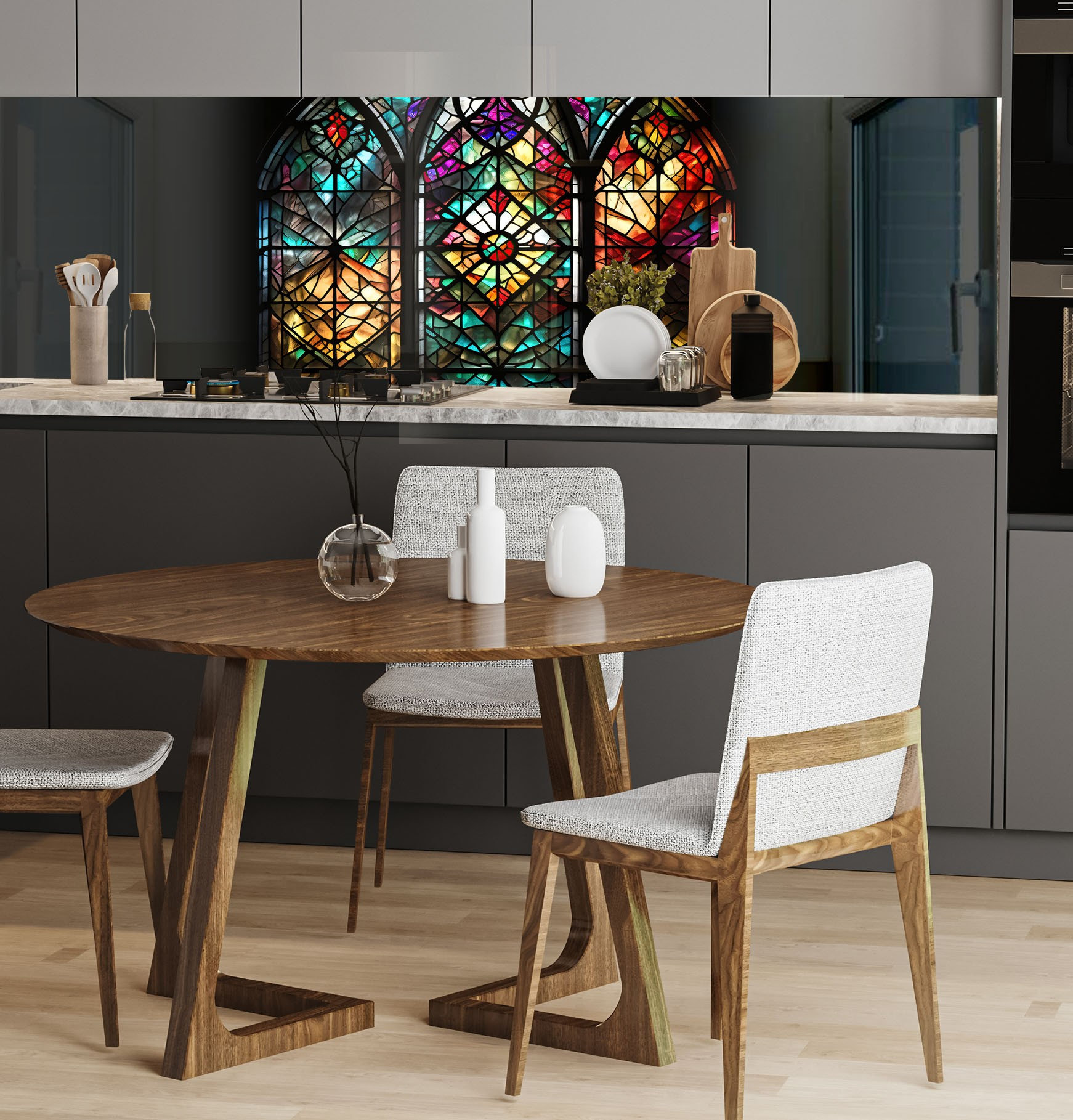 Tempered Glass Stained Backsplash Design-cooker Wall Backsplash Panel ...