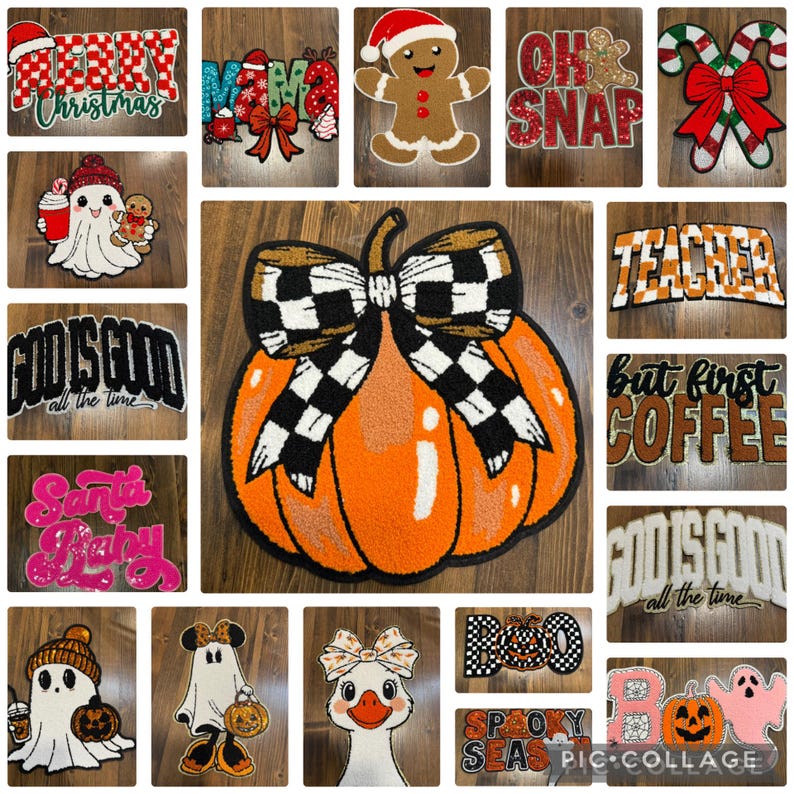 XL Grinch Christmas Patch – Chenille Santa Iron on Patch, Funny Holiday Grinchy Applique for ...