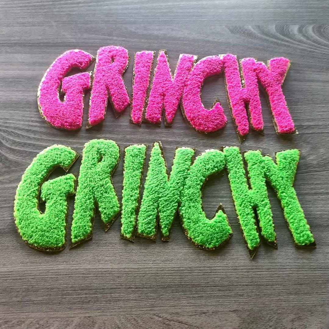 Grinch XL Patch – Chenille Christmas Patch, Iron on Holiday Patch ...