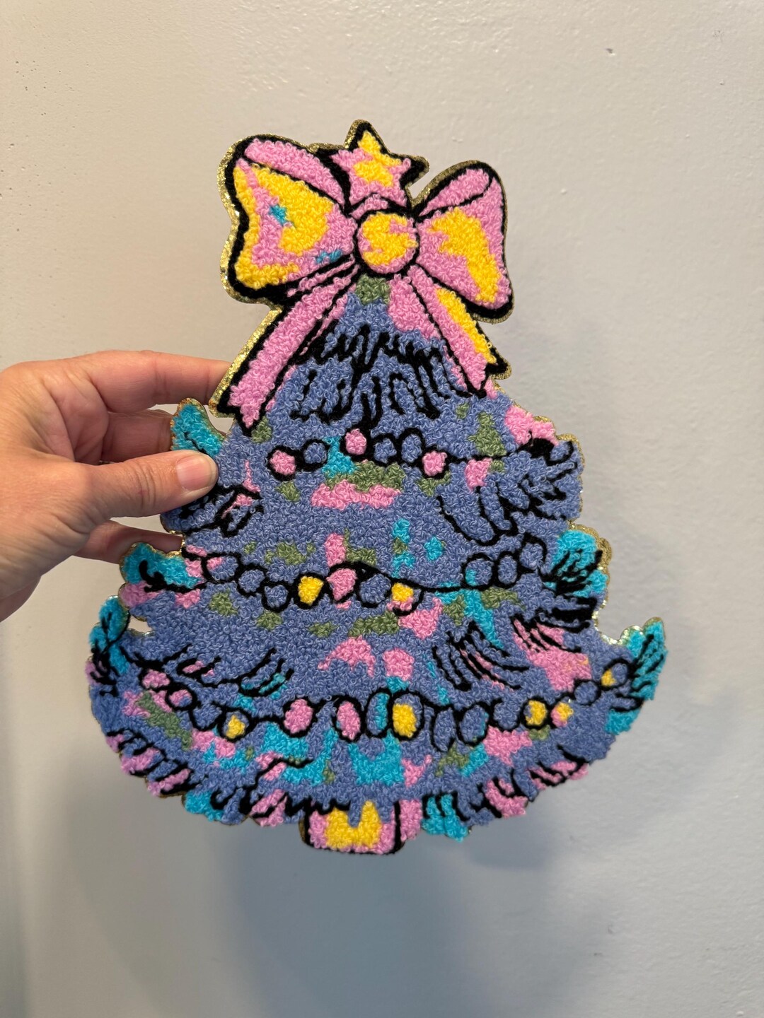 Pastel Christmas Tree XL Chenille Patch – Large Iron-on or Sew-on Patch ...
