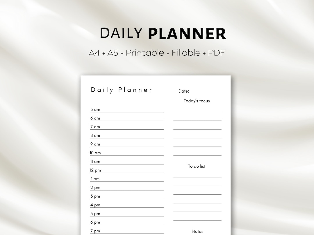 Daily Time Planner Printable, Minimalist Daily Planner Pdf, Printable ...