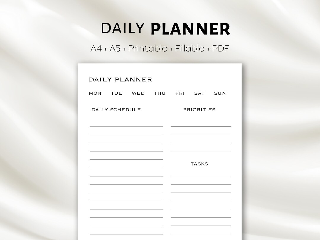 Daily Planner Notepad, Student Printable Planner, Minimalist Daily ...