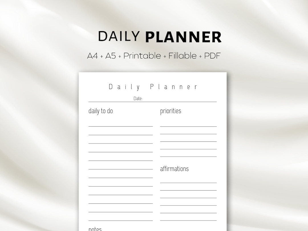 Daily Board Planner, Printable Planner Cover, Minimalist Daily Digital ...