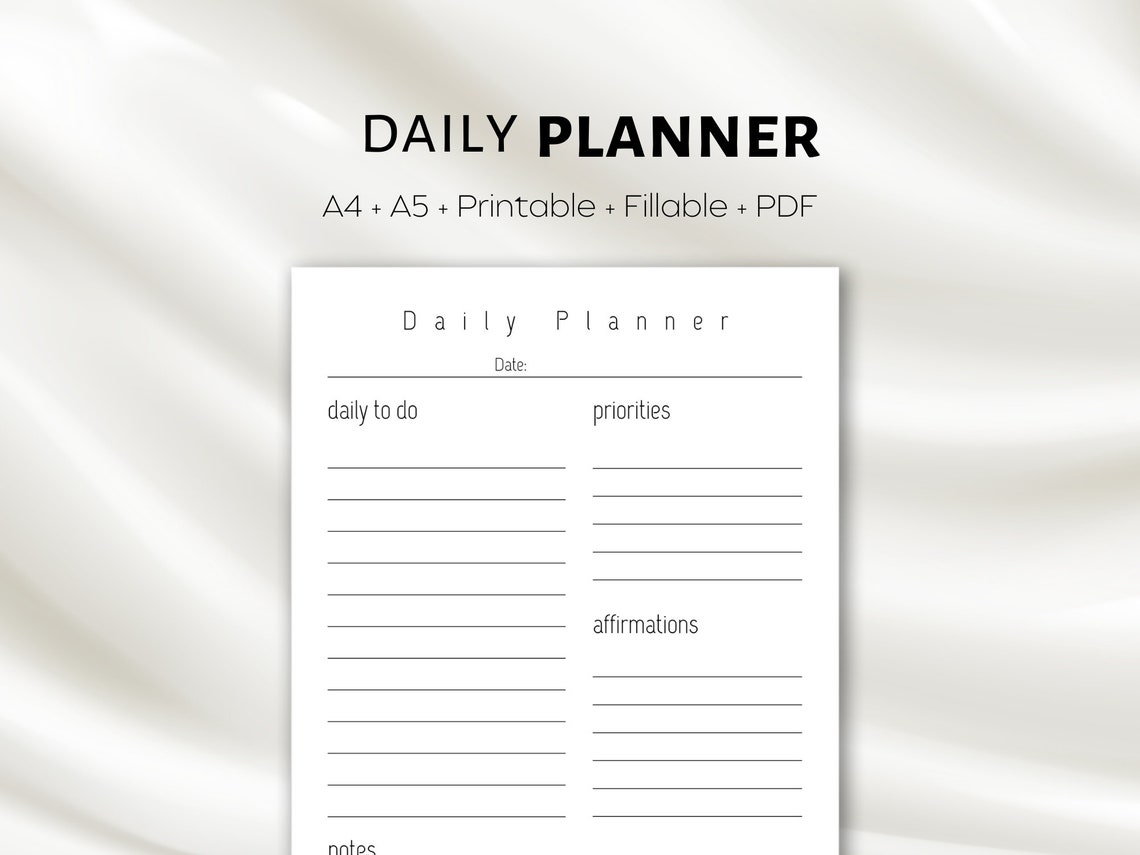 Daily Board Planner, Printable Planner Cover, Minimalist Daily Digital ...