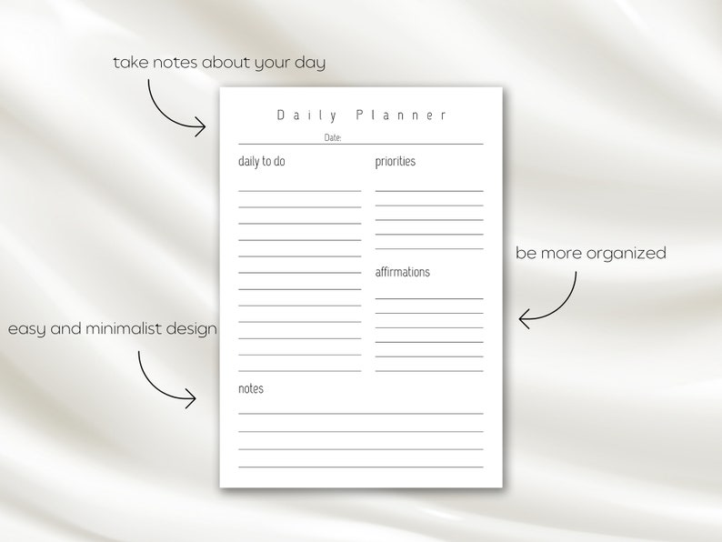 Daily Board Planner, Printable Planner Cover, Minimalist Daily Digital ...