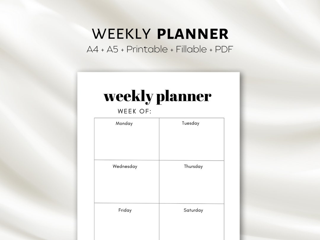 Weekly Planner Printable, Weekly Planner Notepad, Weekly Overview ...