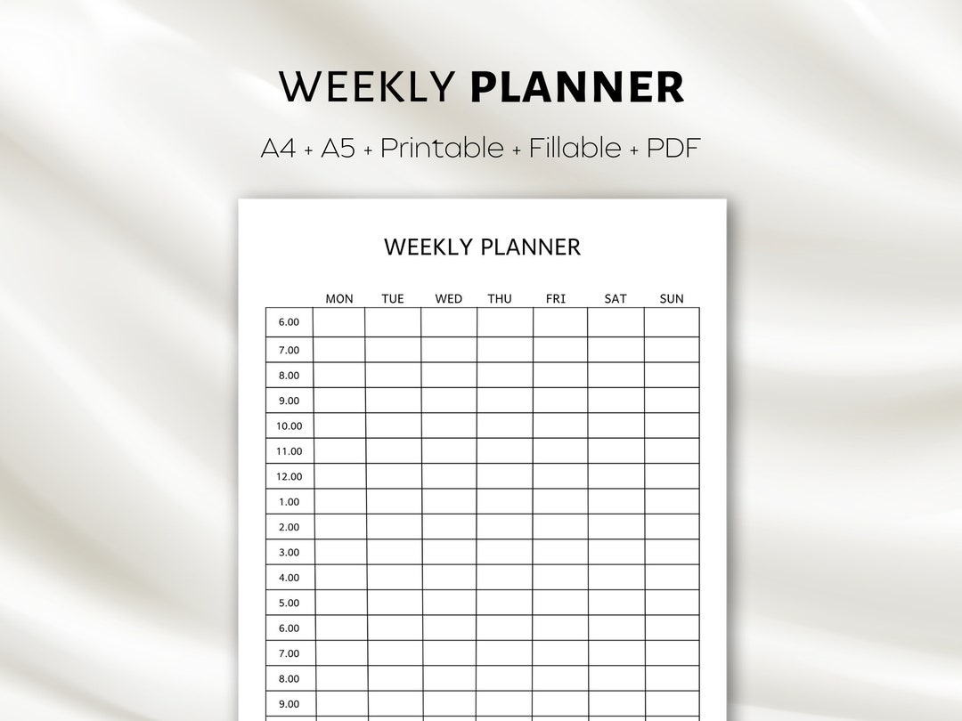 Weekly Planner Printable, Weekly Overview Planner, Weekly Planner ...