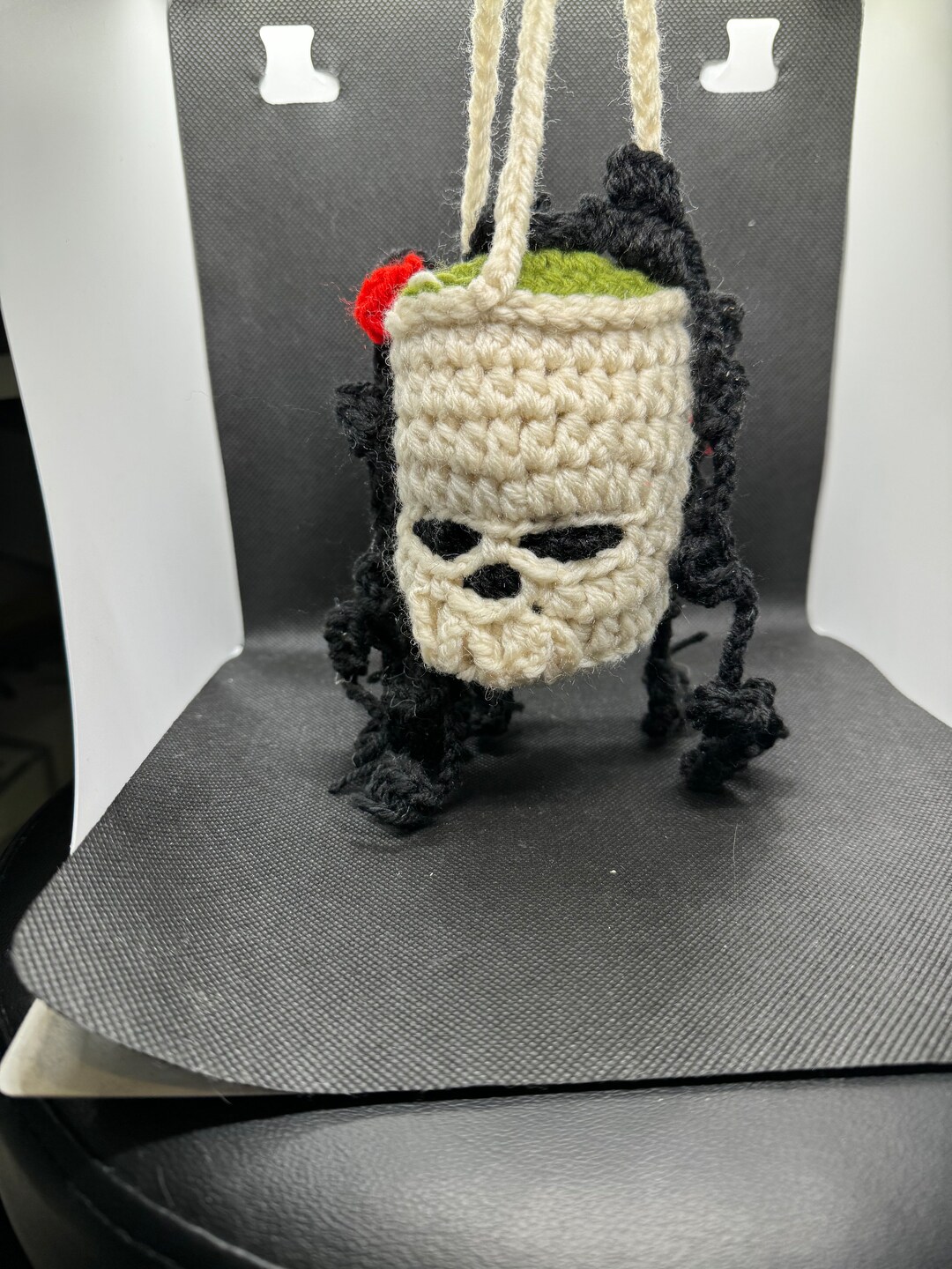 Hanging Knit Skull and Rose Plant - Etsy