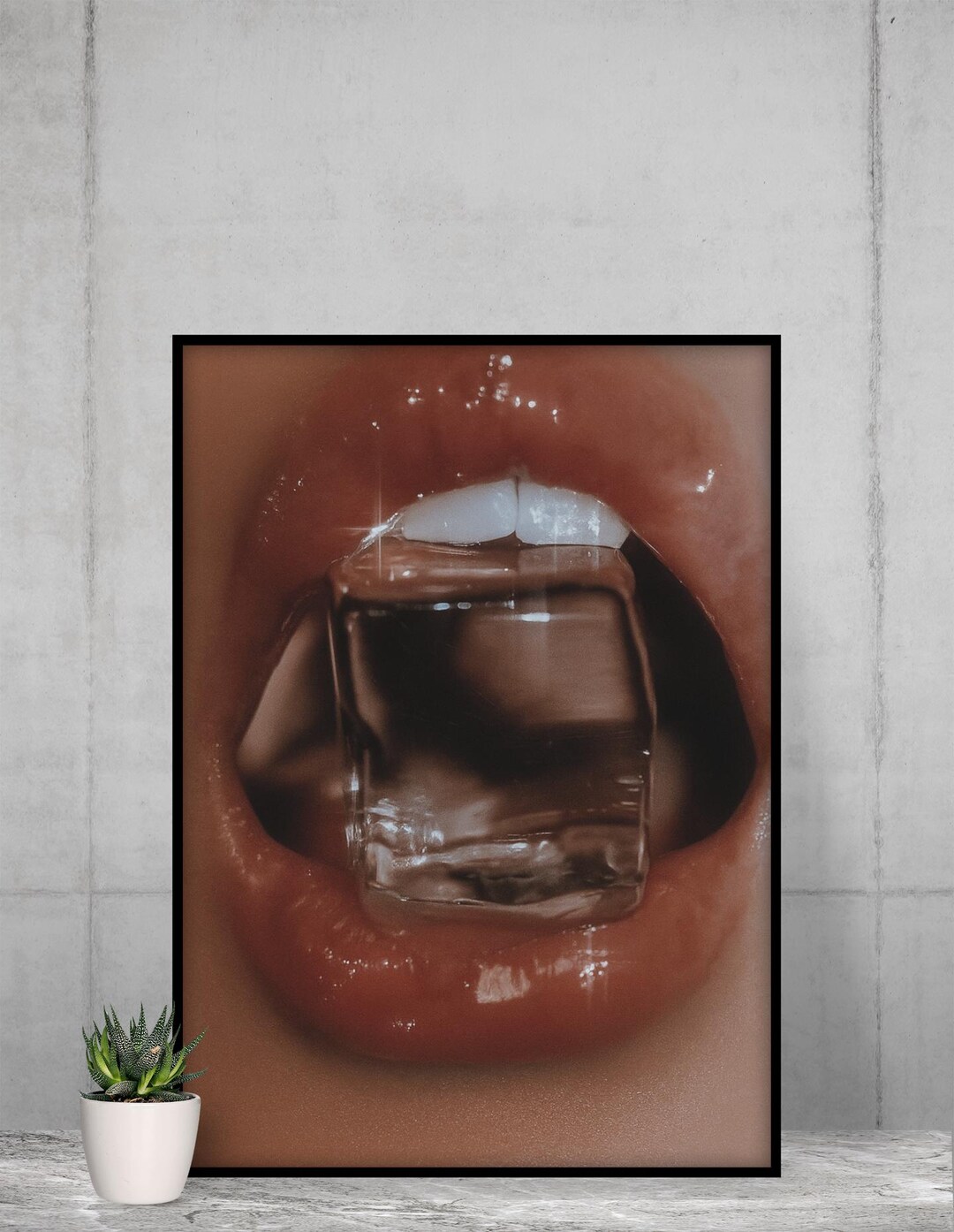 Red Lips Ice Cube Glam Print: Retro Wall Art (digital Download) - Etsy