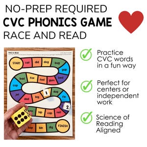 CVC Words Games No-prep Race and Read - Etsy