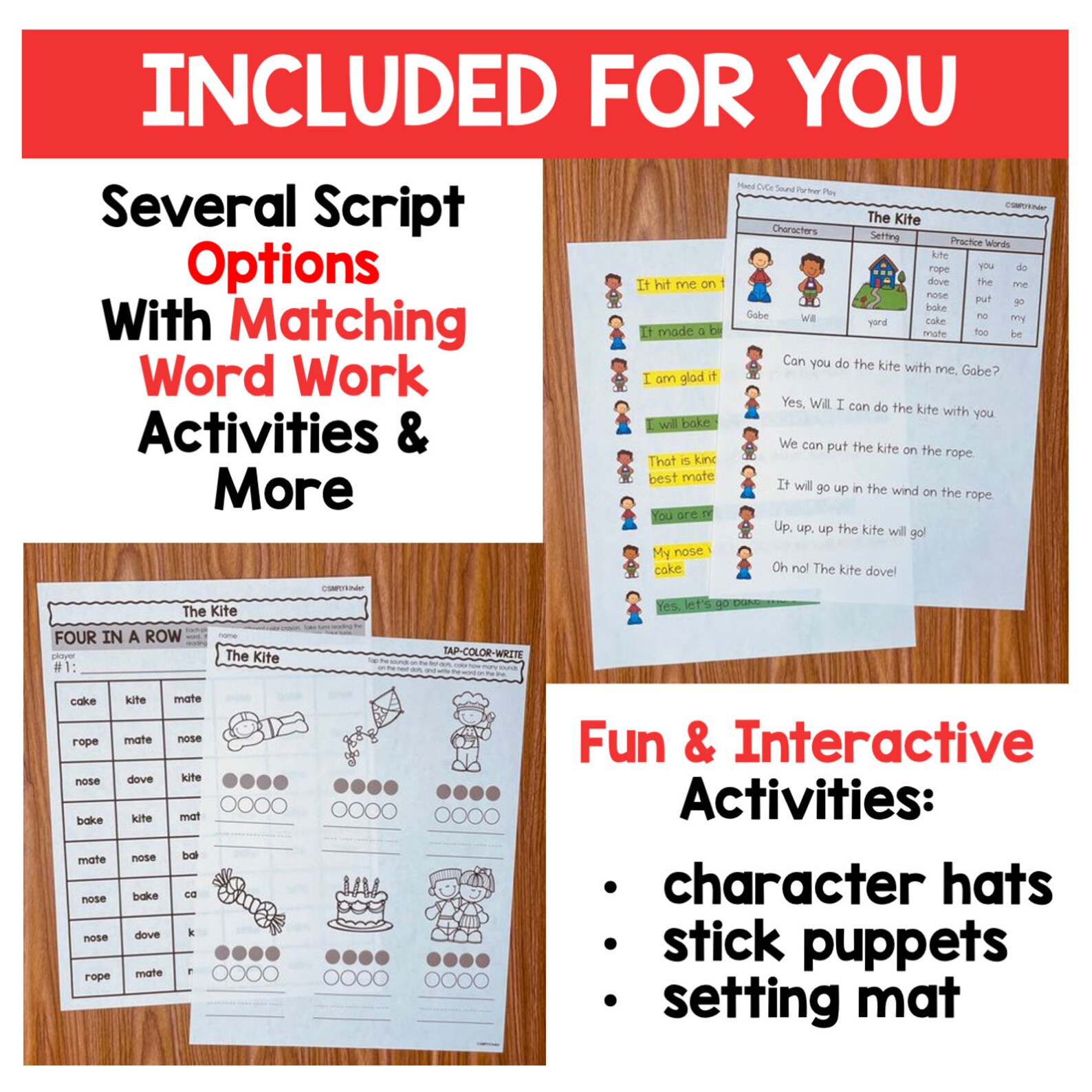 Decodable Partner Play, Reader's Theater, Cvce the Kite - Etsy