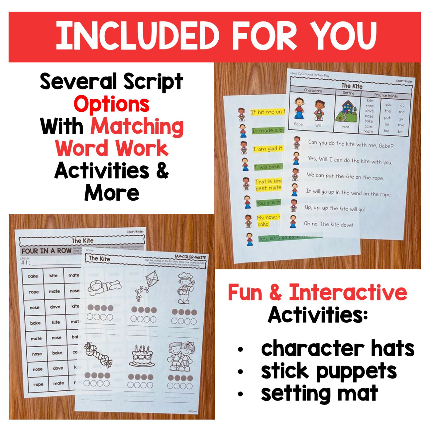 Decodable Partner Play, Reader's Theater, Cvce the Kite - Etsy