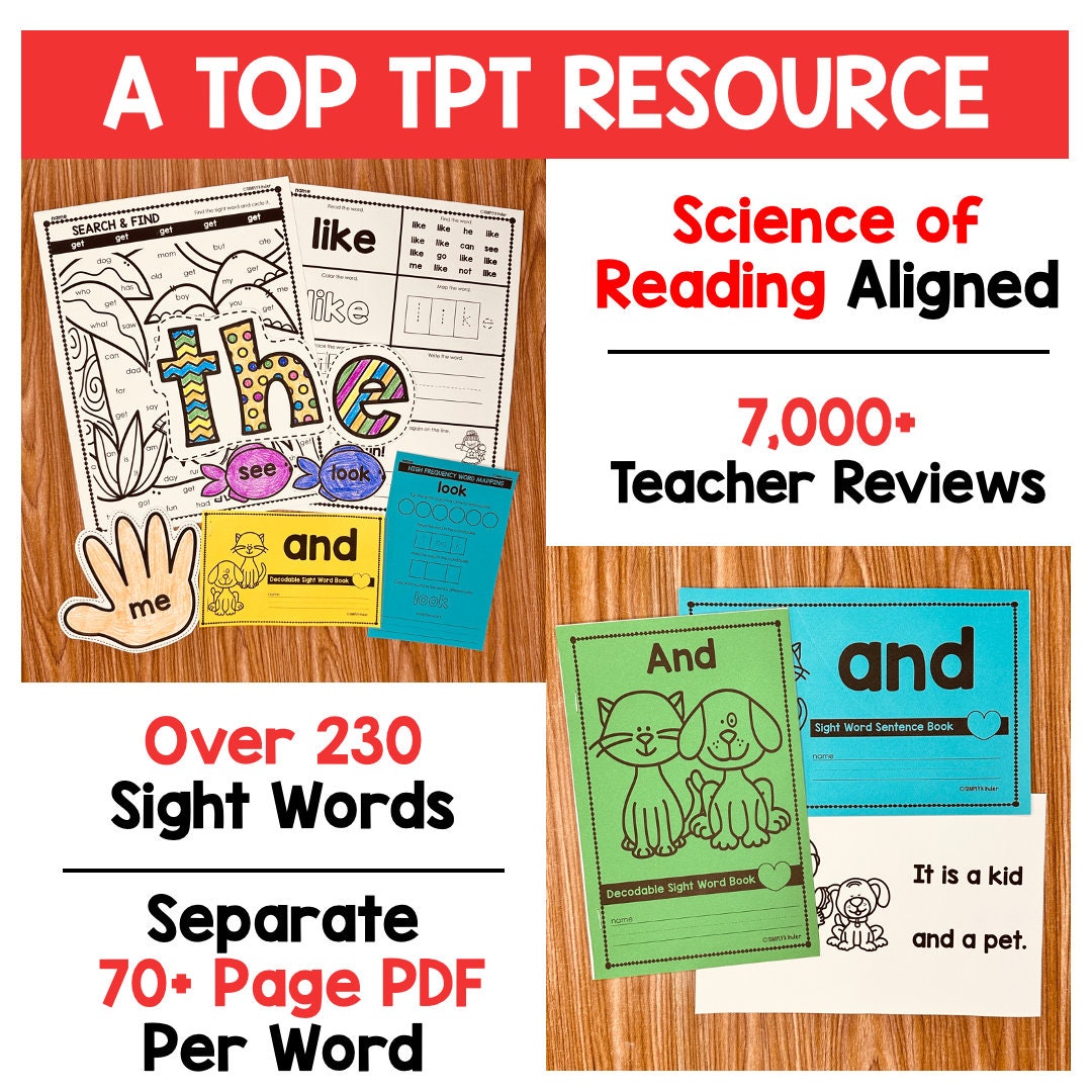 Sight Word Practice, Activities, Sentences, Games, Books, Science of ...