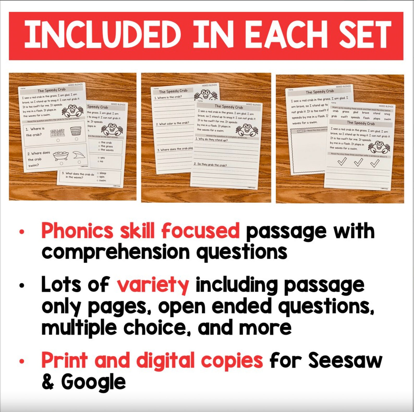 Mixed Blends Decodable Fluency Passage With Reading Comprehension ...