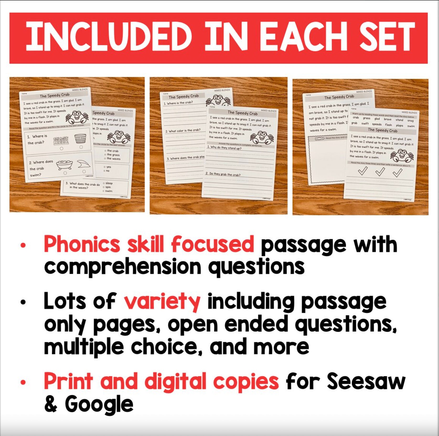 Mixed Blends Decodable Fluency Passage With Reading Comprehension ...