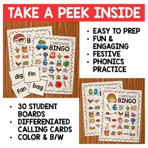 Christmas Phonics Bingo, No-prep CVC Decodable Game for Holidays ...