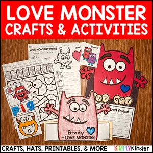 Love Monster Craft, Valentines Day Activity, Writing, Centers, Literacy ...