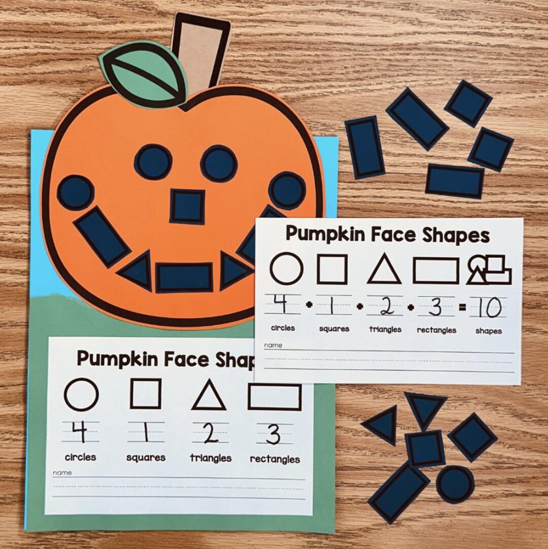 Pumpkin Shape Craft | Jack-o’-lantern Faces With 2D Shapes for ...
