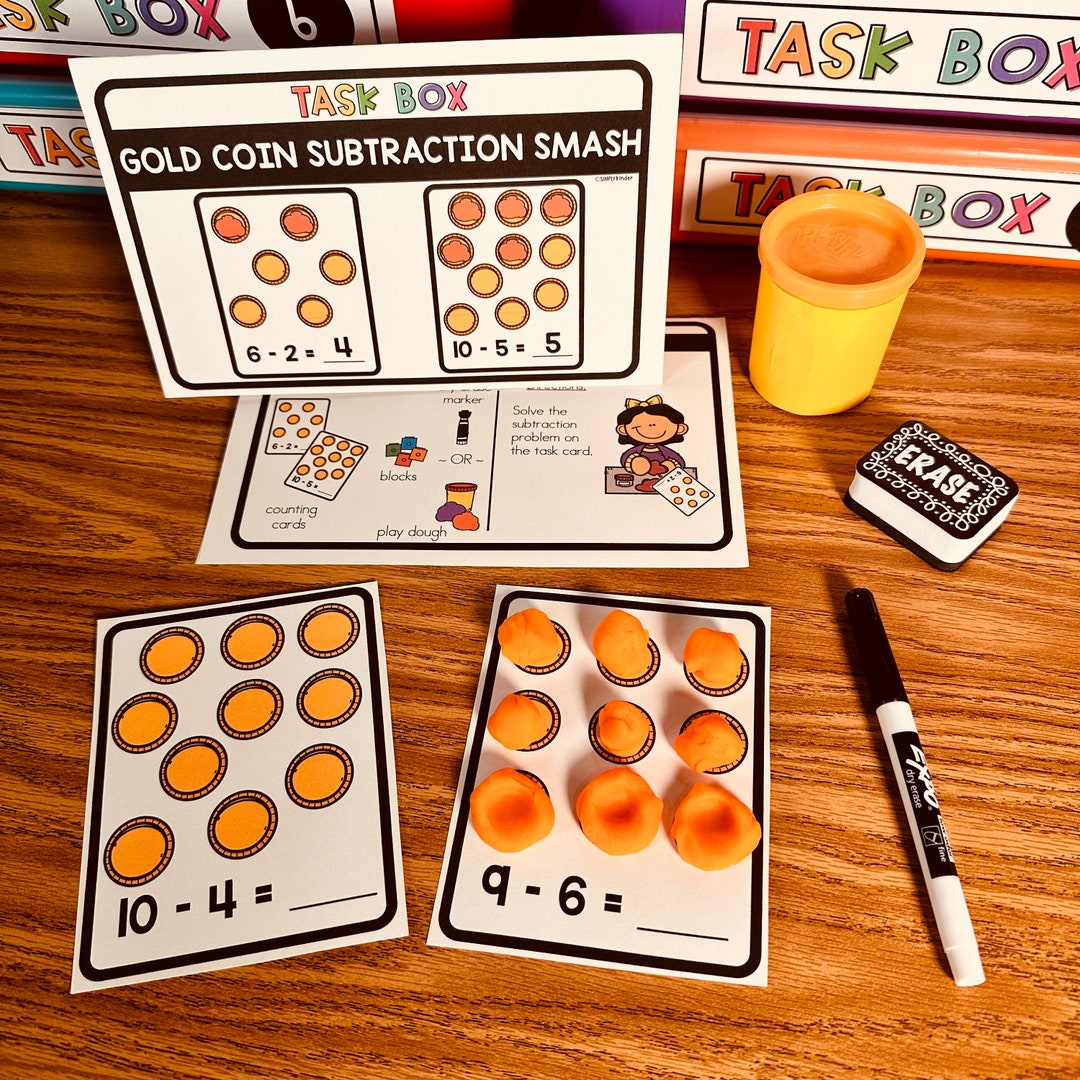 Gold Coin Subtraction Smash Morning Bin or Kindergarten Center - Etsy