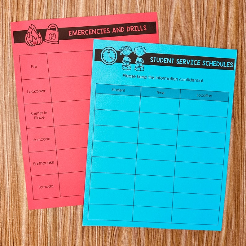 Editable Sub Binder, Substitute Binder for Kindergarten & First Grade ...