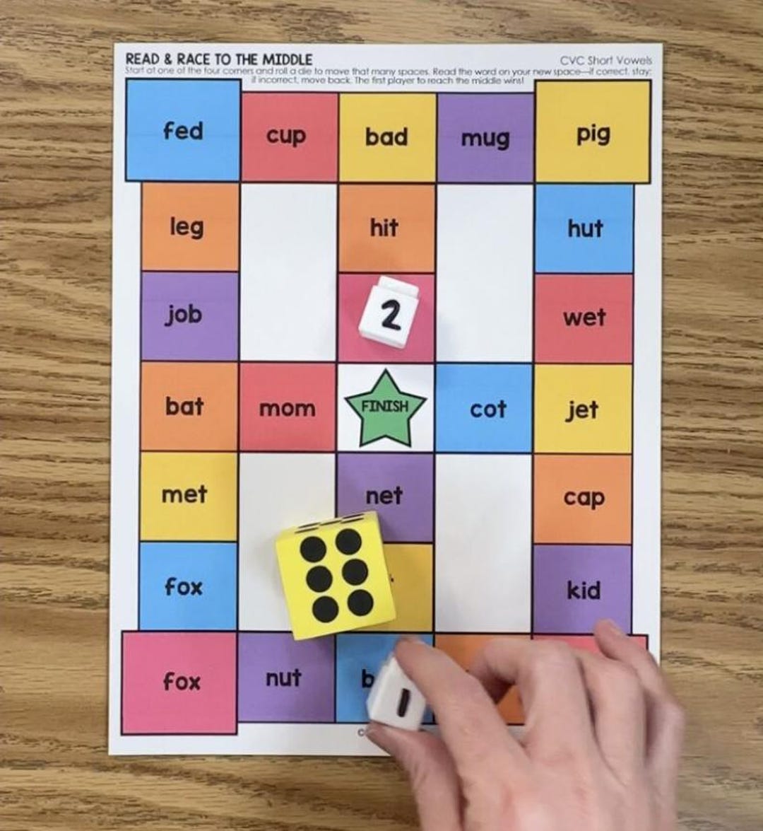 CVC Words Games No-prep Race to the Middle - Etsy